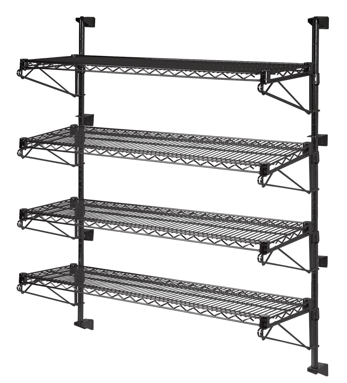 21" Deep x 48" Wide x 54" High Adjustable 4 Tier Black Wall Mount ...