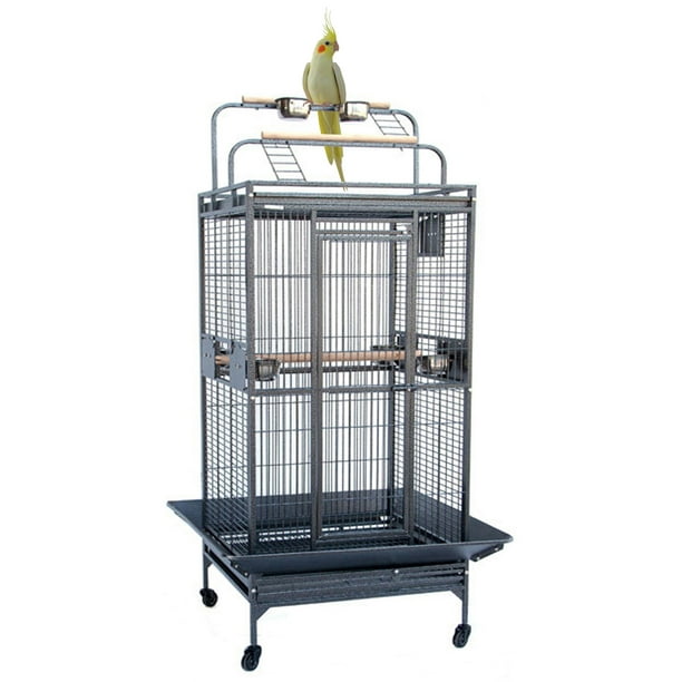 Large Deluxe and Durable Wrought Iron Bird Parrot Rolling Cage Double ...