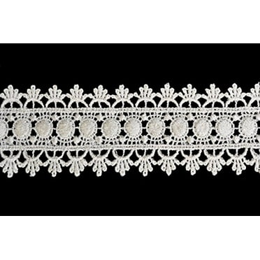 Altotux 3" inches White and Ivory Floral Venice Lace Trim By Yard ...