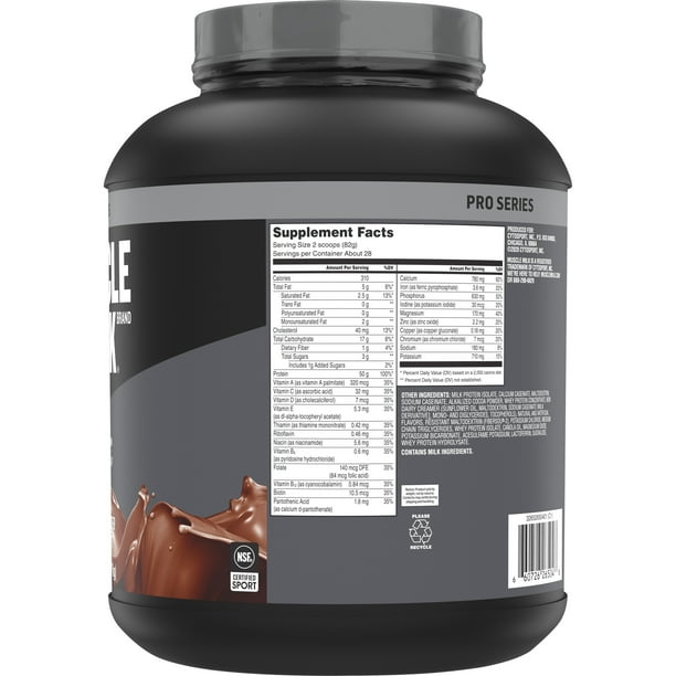 Muscle Milk Pro Series Protein Powder, Knockout Chocolate, 50g Protein ...