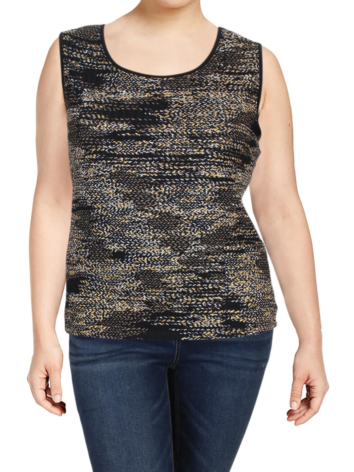 Kasper Womens Plus Knit Metallic Tank Top Gold 2X - Walmart.com