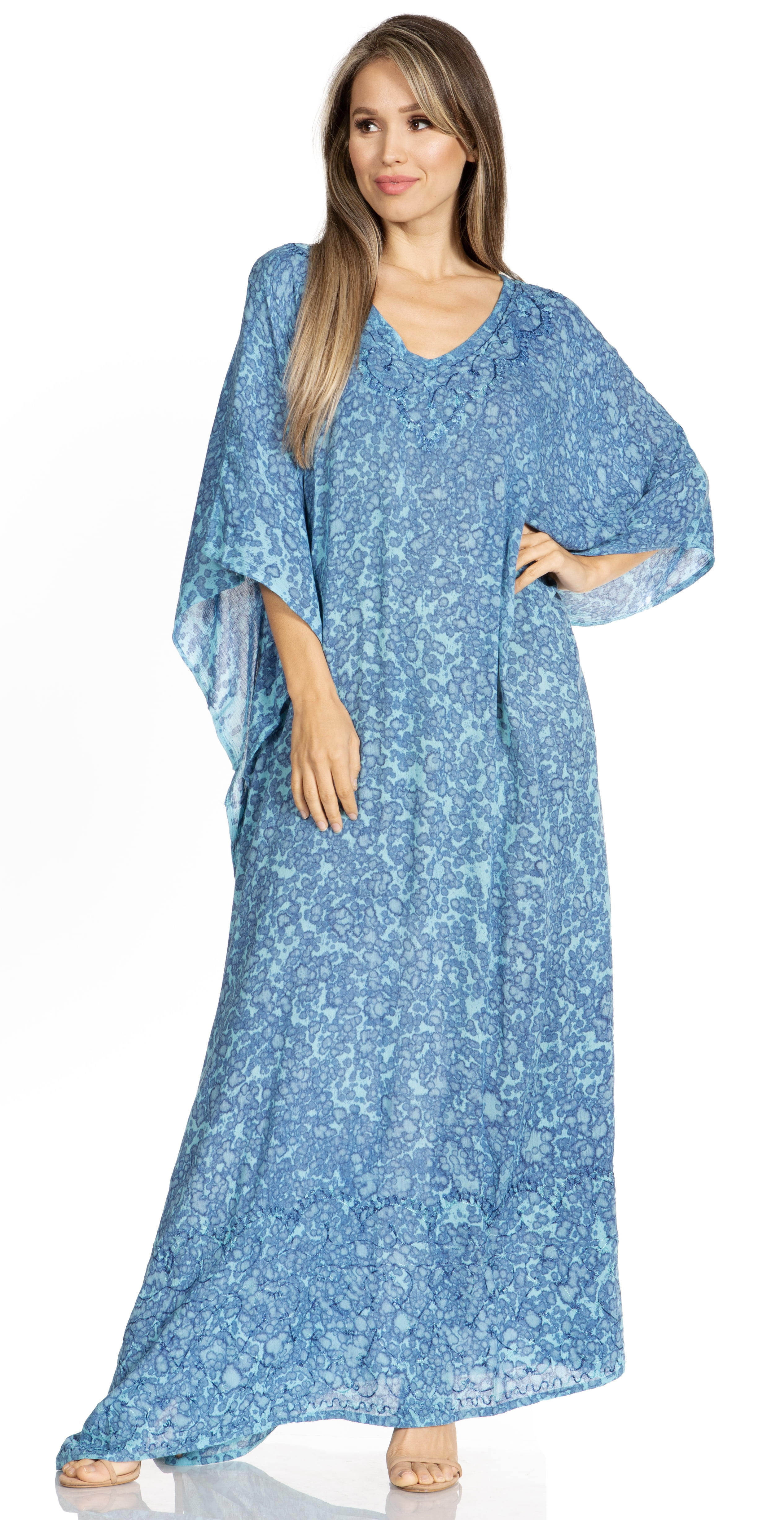 Sakkas Catia Women's Boho Casual Long Maxi Caftan Dress Kaftan Cover-up ...