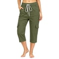 BONIXOOM Women'S Cargo Capri Pants, Cotton Loose Fit Pants, Drawstring ...