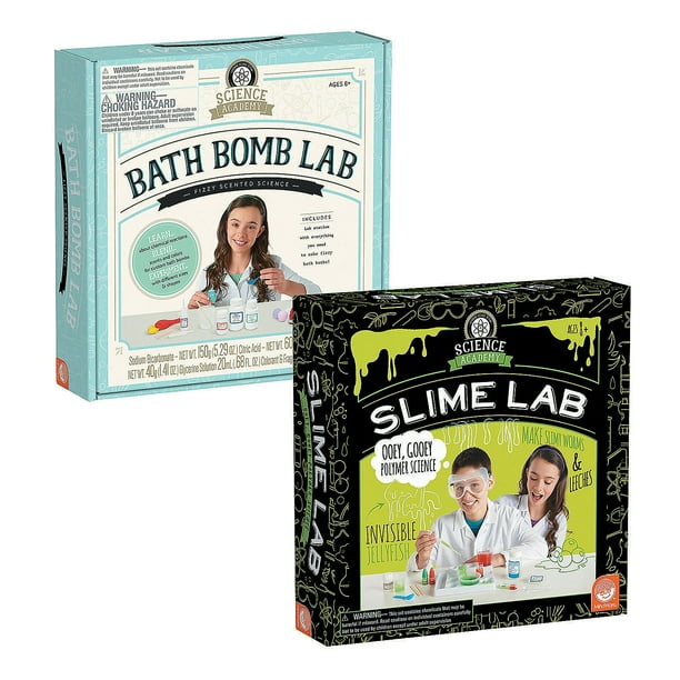 MindWare Science Academy: Set of 2 - Bath Bomb & Slime labs - Kids & teens create 4 bath bombs ...
