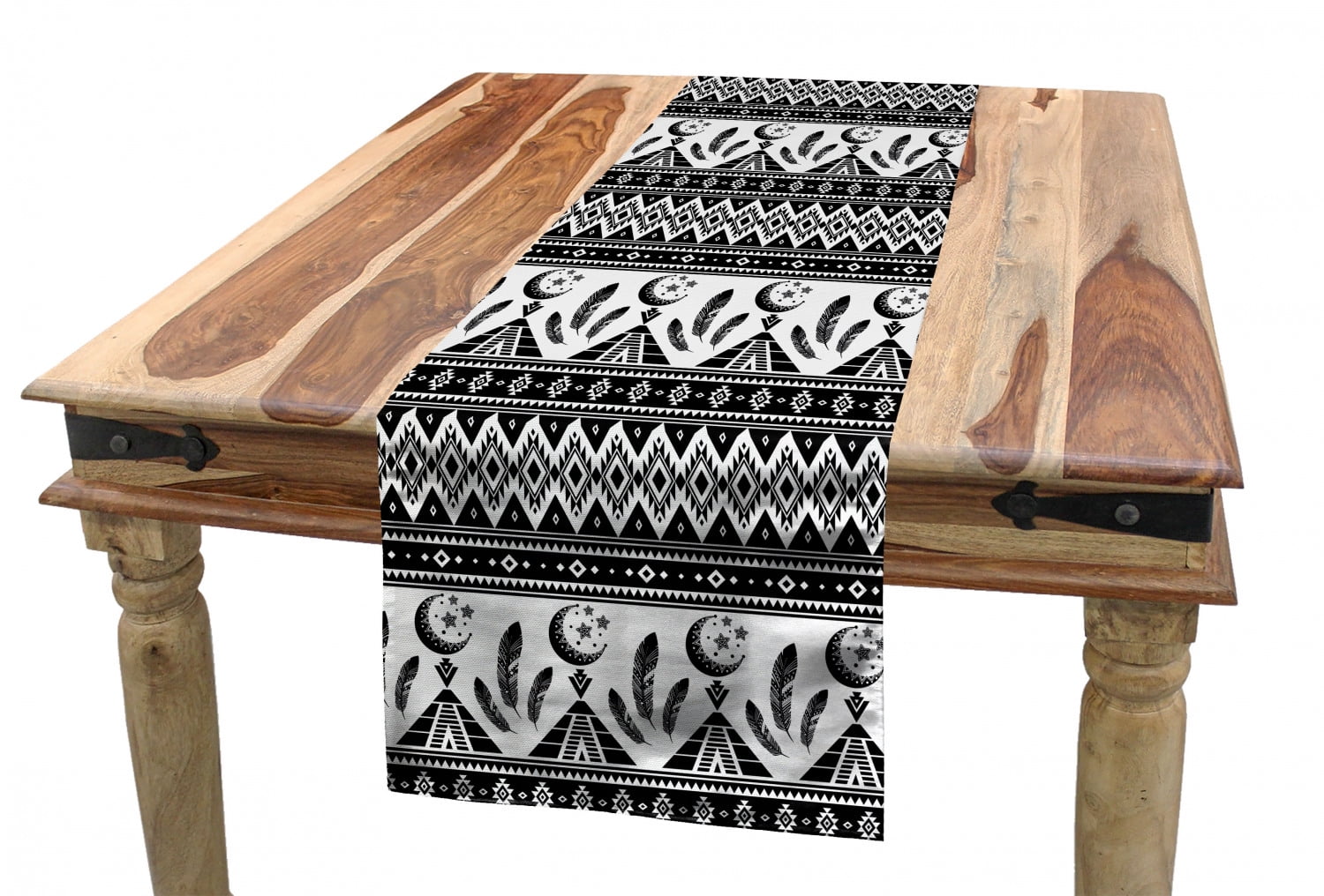 Aztec Table Runner, Tribal Geometric Bohemian Design of Mexican Kingdom ...