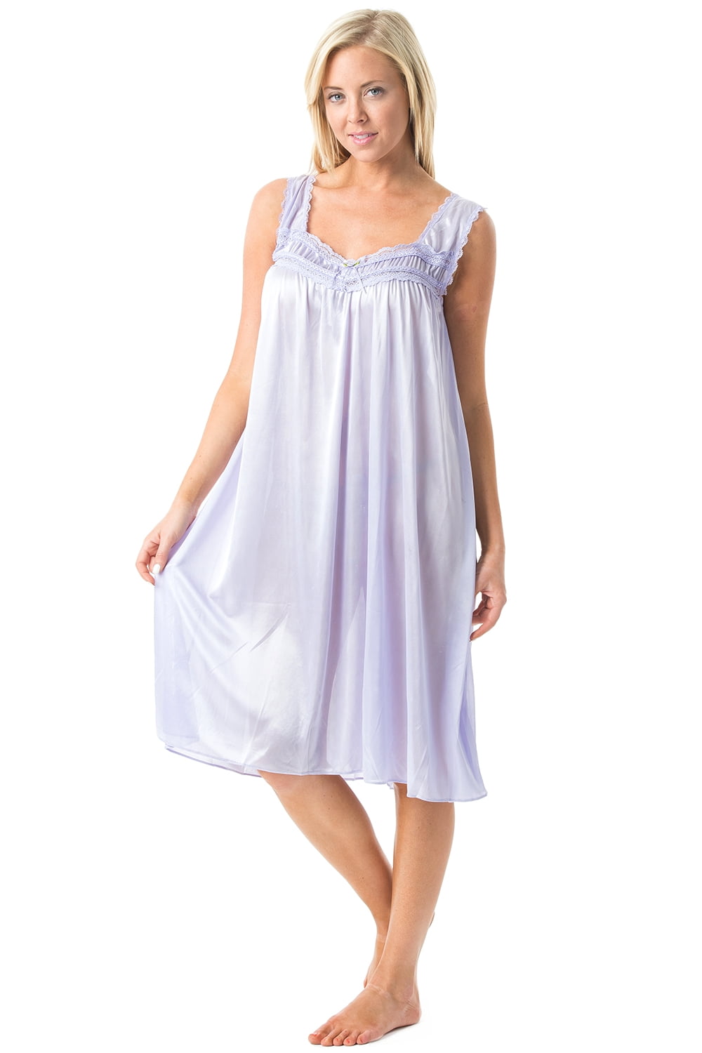 Casual Nights Women's Satin Lace Sleeveless Night Gown - Walmart.com