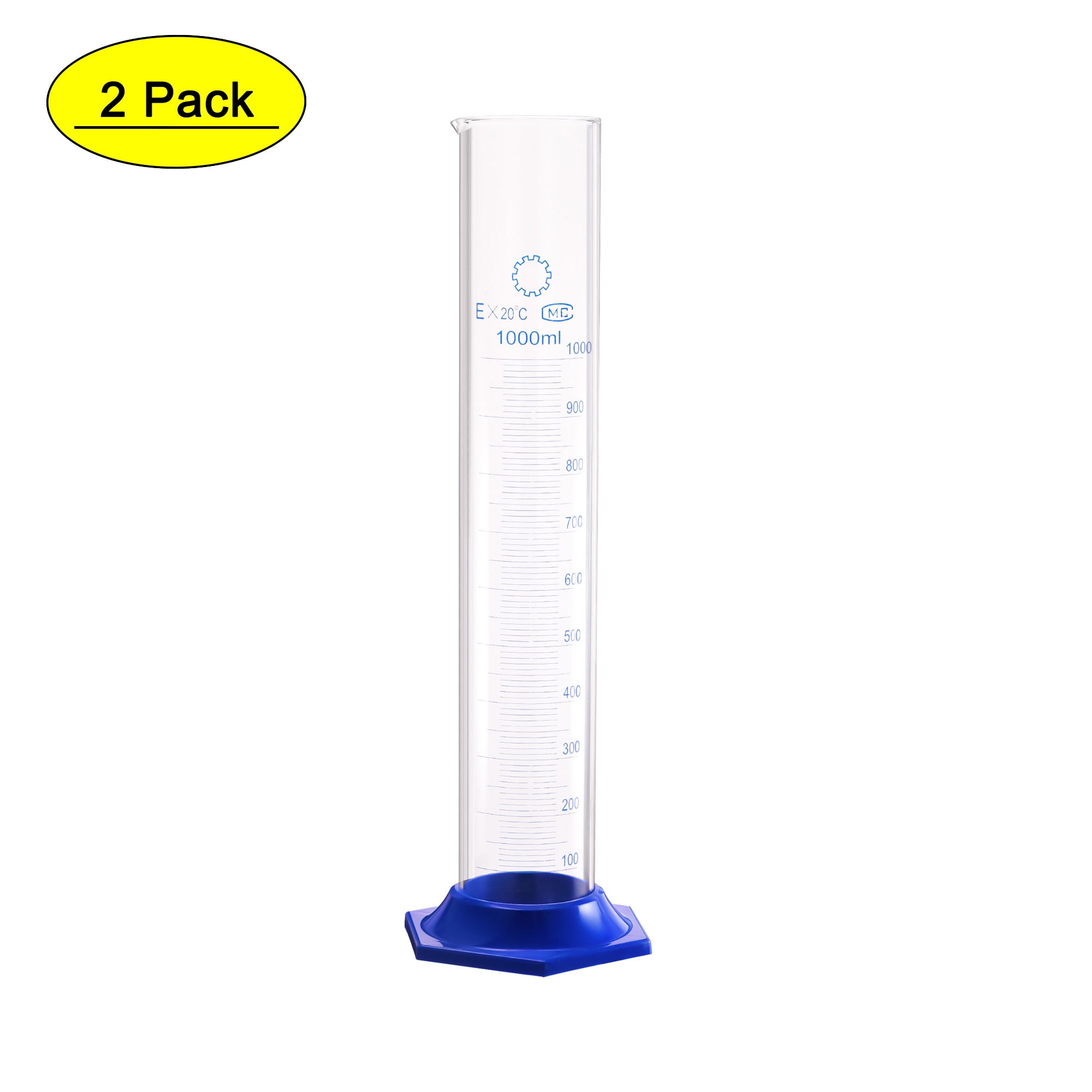 Blue Hex Base Flask 2Pcs Single Metric uxcell Borosilicate Glass ...