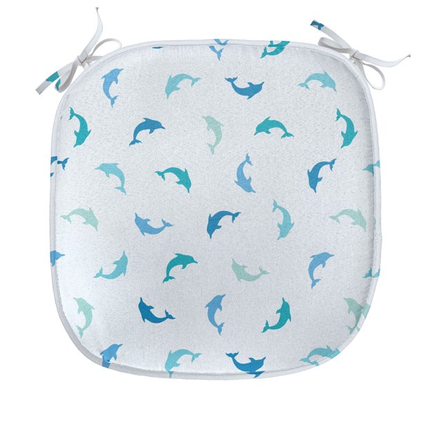 Sea Animals Chair Seating Cushion, Leaping and Playing Dolphin Aquatic ...