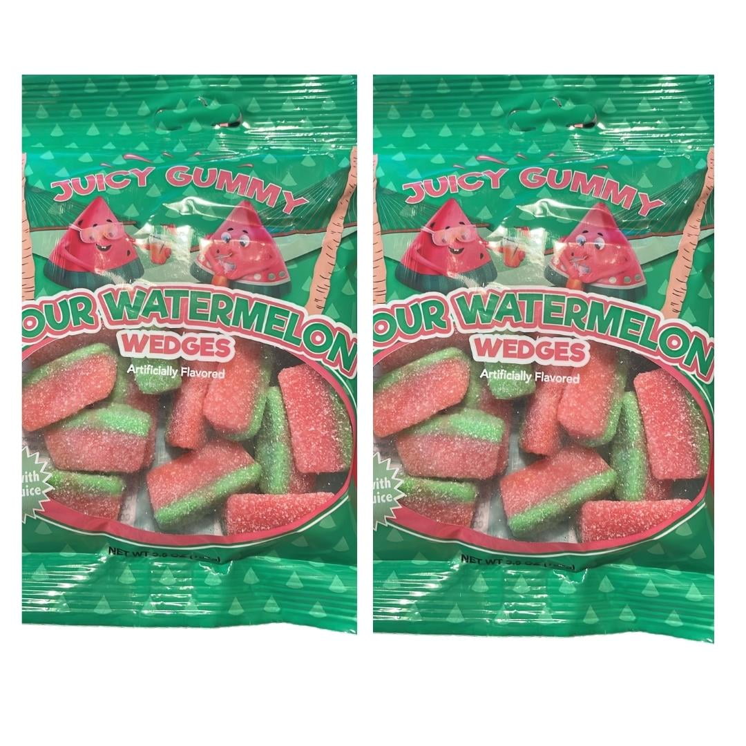 Juicy Gummy Sour Watermelon Flavored Red and Green Gummies, Watermelon ...