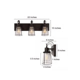 Uolfin 22 in. 3-Light Rustic Bronze Bathroom Vanity Light with Seeded ...