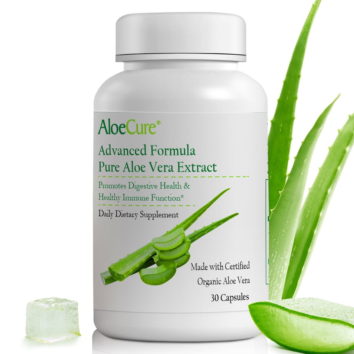 AloeCure Organic Aloe Vera Capsules, 130,000mg Equivalent per Capsule ...