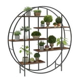 Paproos Black Metal Bookshelf, 5-Tier Round Open Bookcase Large Display ...