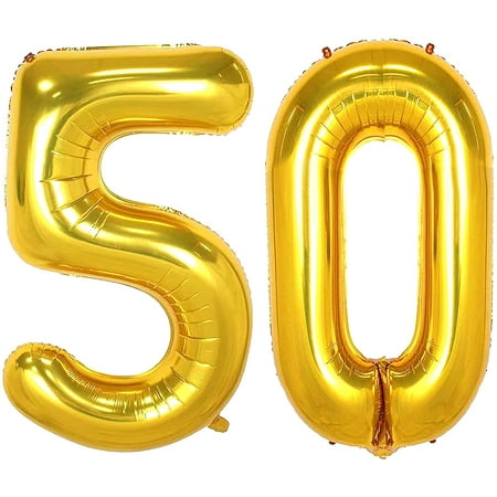 40inch Gold 50 Number Balloons Giant Jumbo Number 50 Foil Mylar ...