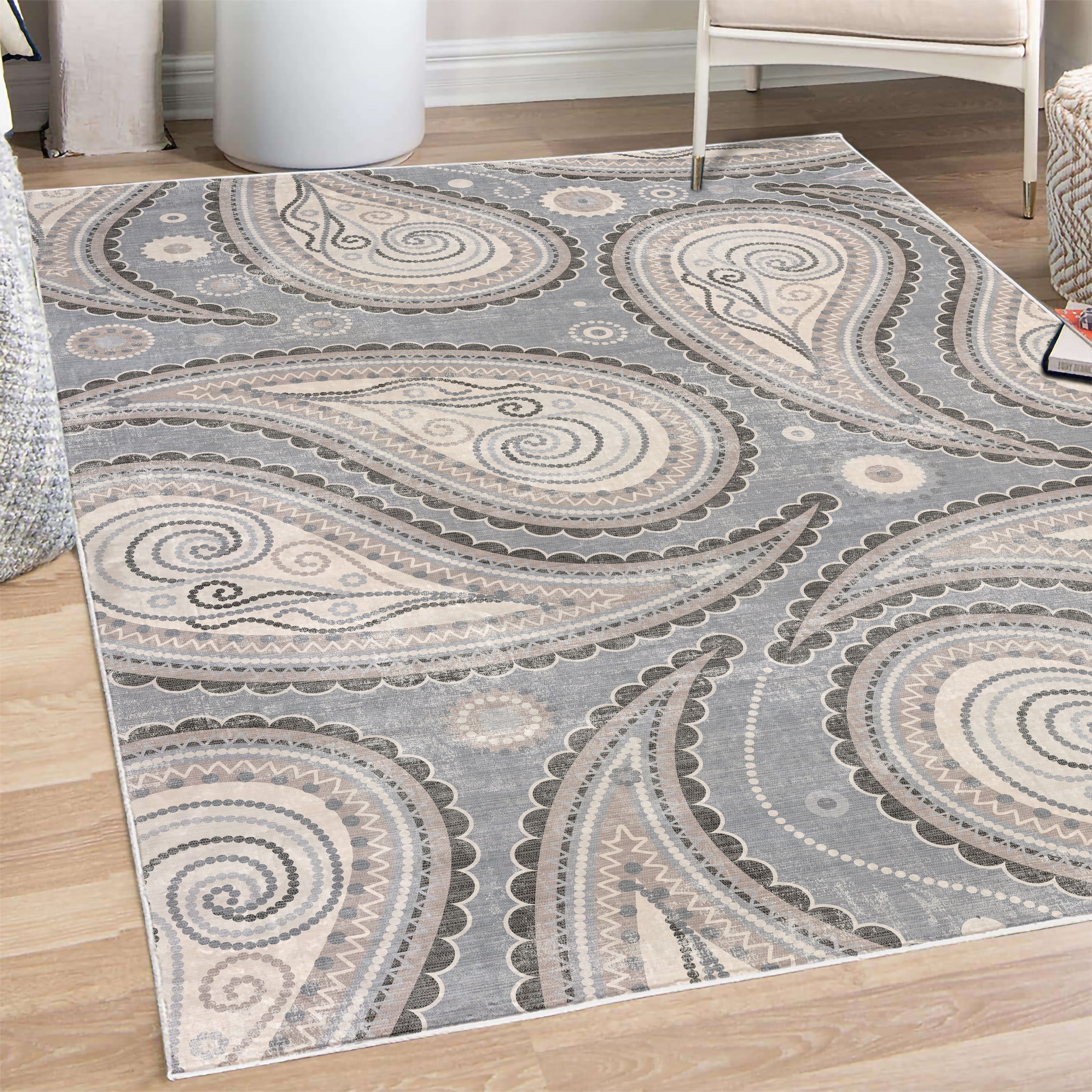 Paisley Decorative Rug, Continuous Fig Like Motifs Pattern Mandala ...