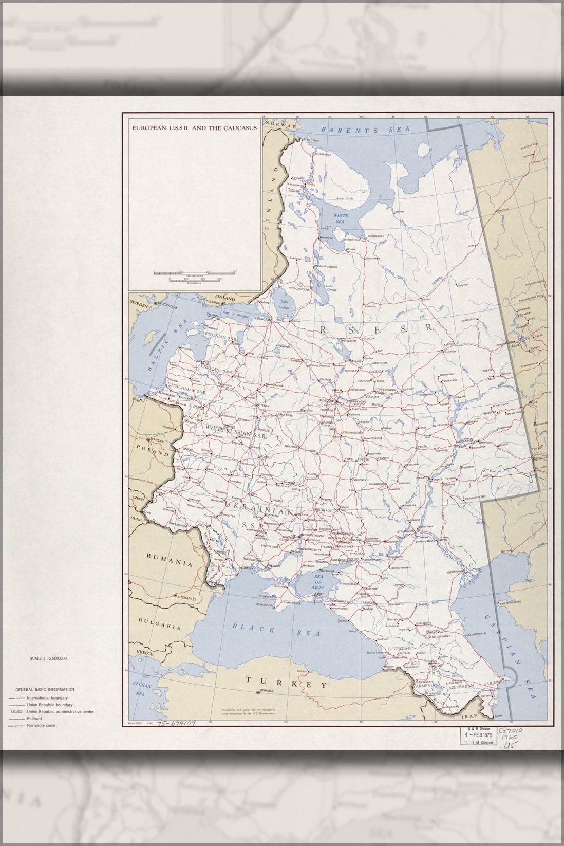 24"x36" Gallery Poster, cia map w soviet union eastern bloc Caucasus ...