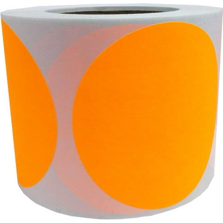 Fluorescent Orange Circle Stickers, 4 Inches Round, 500 Labels on a ...