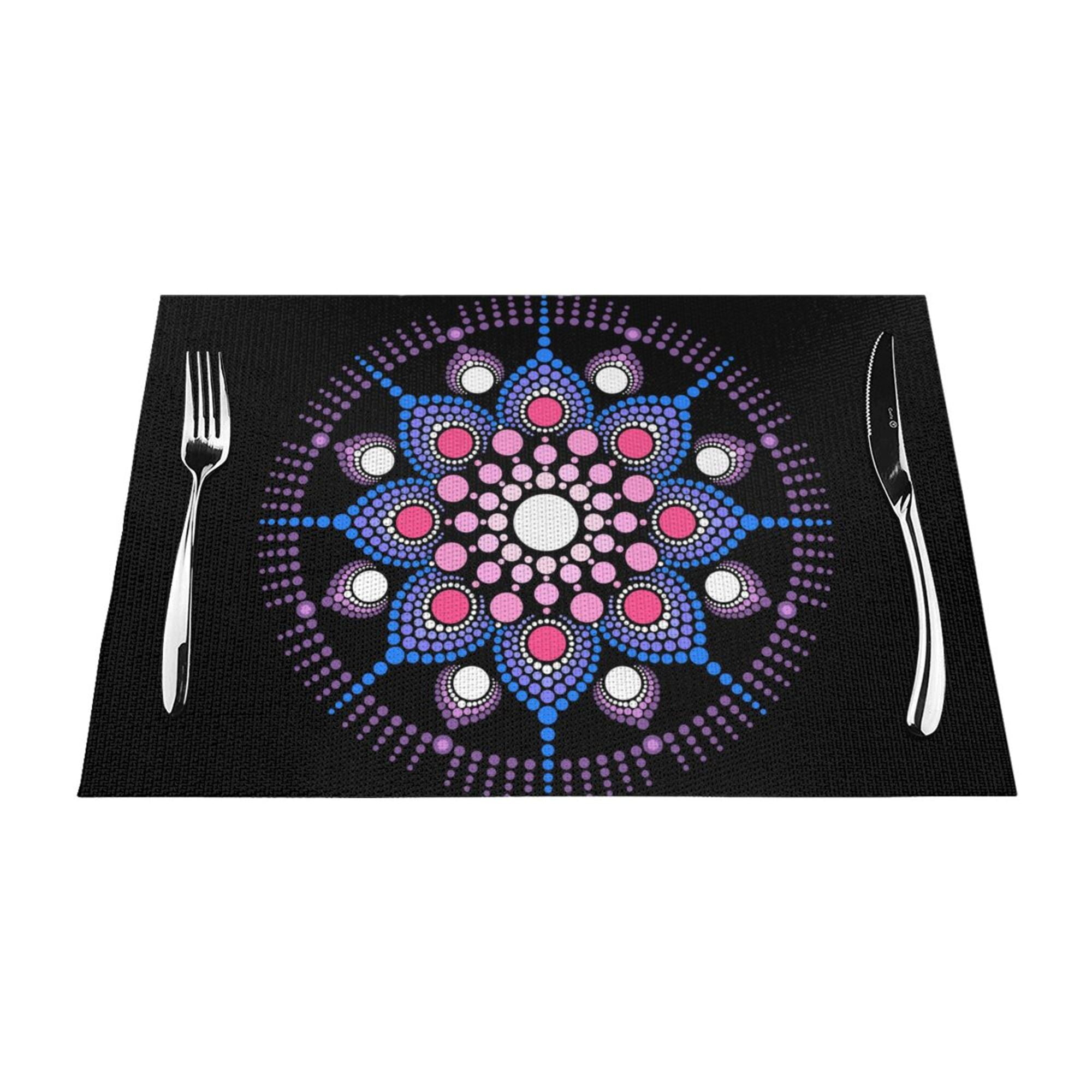 XMXY Woven Placemats Set of 4 PCS, Art With Points Abstract Table Mats ...