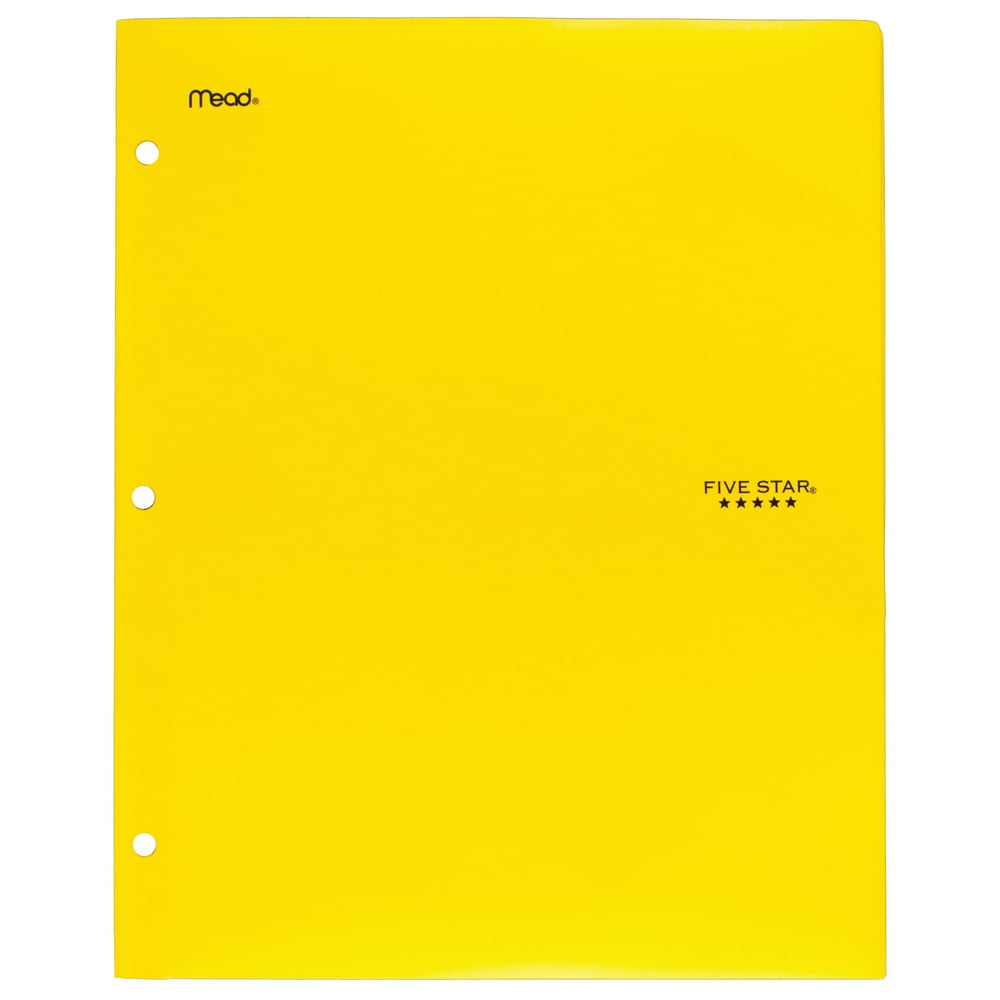 Five Star 2-Pocket Stay-Put Plastic Folder, Yellow (37453) - Walmart ...
