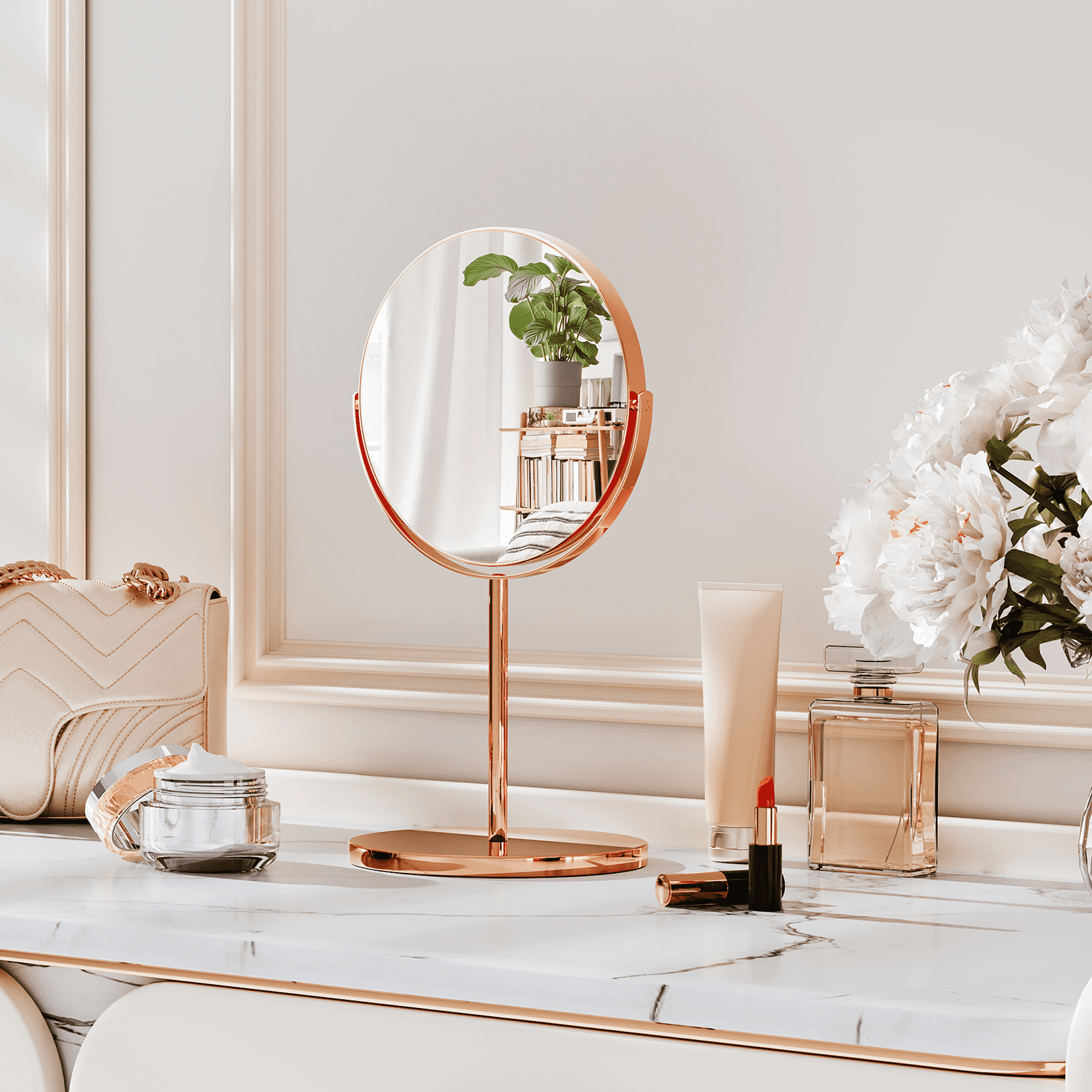 Rose gold table mirror store