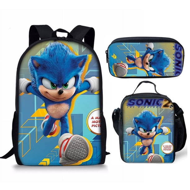 Sonic Backpack, Sonic Student Schoolbag Three-Piece Set, Boys And Girls ...