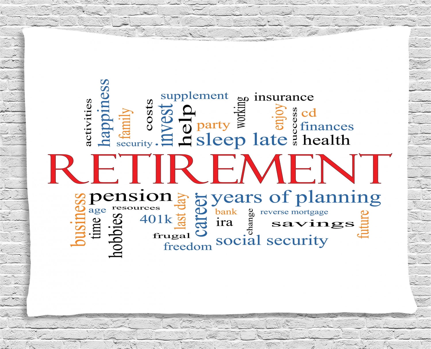 Retirement Party Tapestry, Word Cloud Concept Retirement Theme with ...