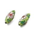 10pcs Handmade Cloisonne Beads Oval Lime Green 26x9x9mm Hole: 1.4mm ...