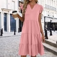 Aellinatey Women's dress, ruffled sleeves, V-neck, length, fashionable ...