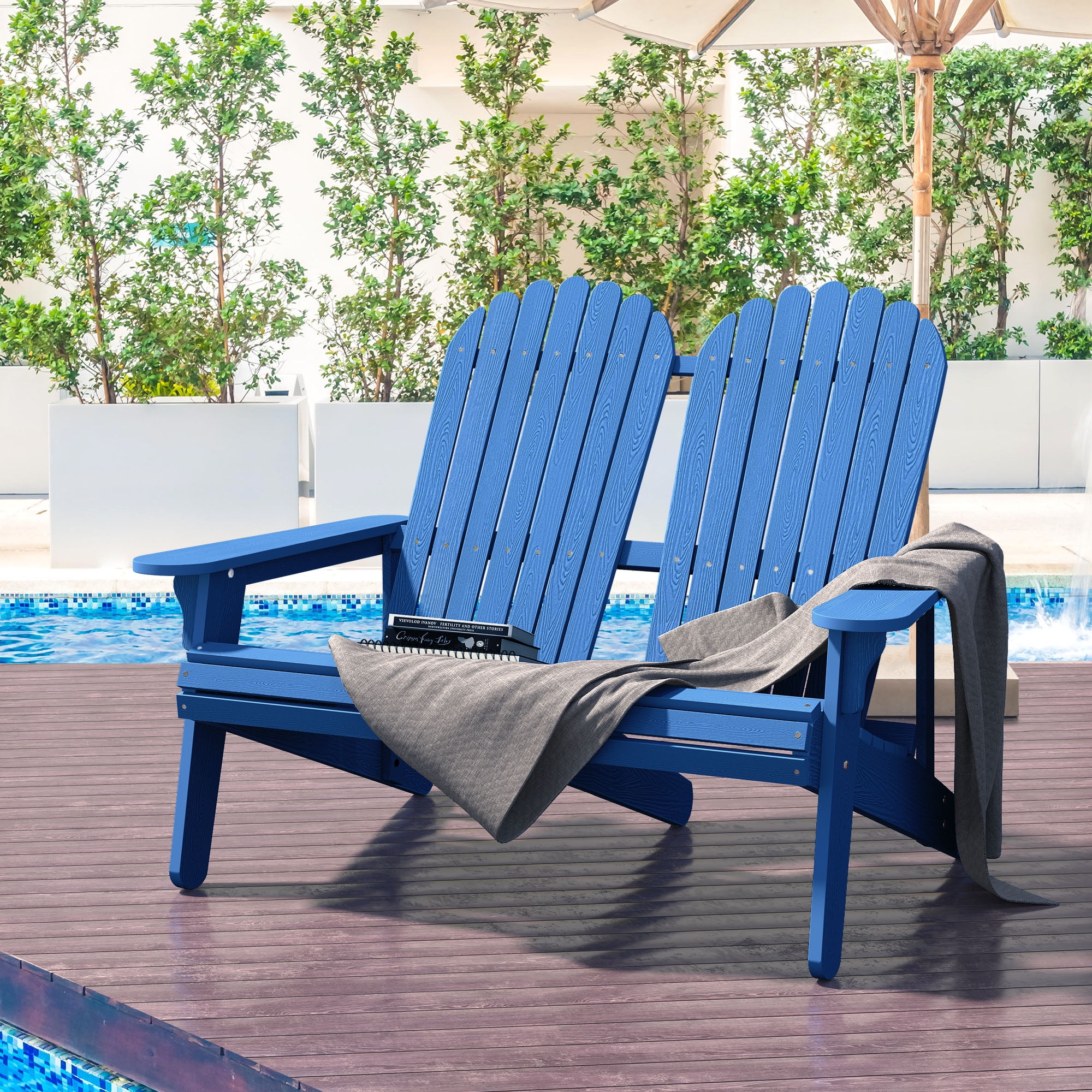 DWVO Adirondack Chair Patio Loveseat, Outdoor Loveseat Bench for Pool ...