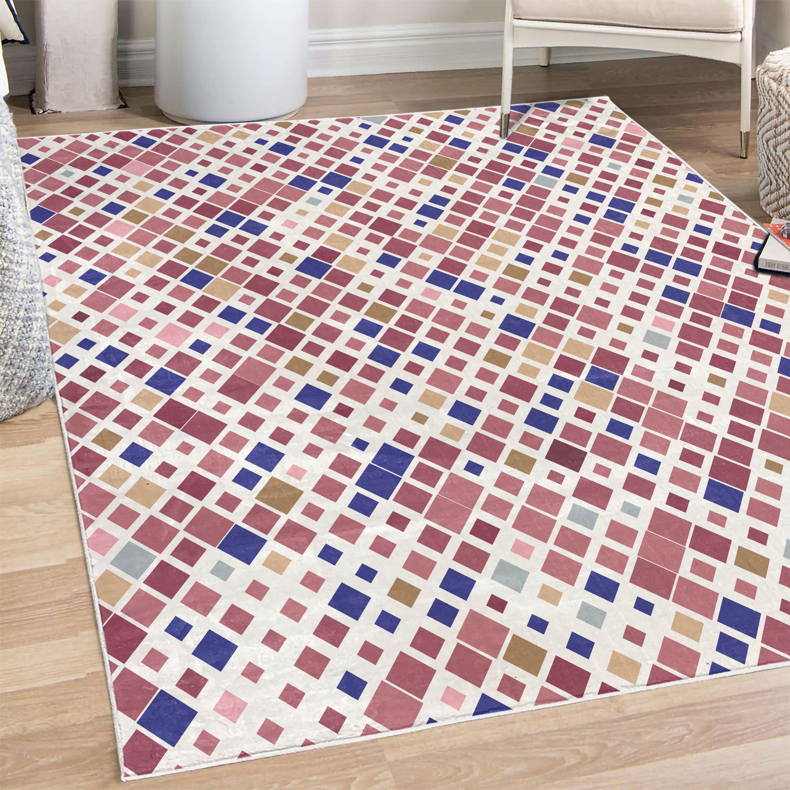 Ethnic Decorative Rug, Retro Mosaic Creative Pattern Square Rhythm ...