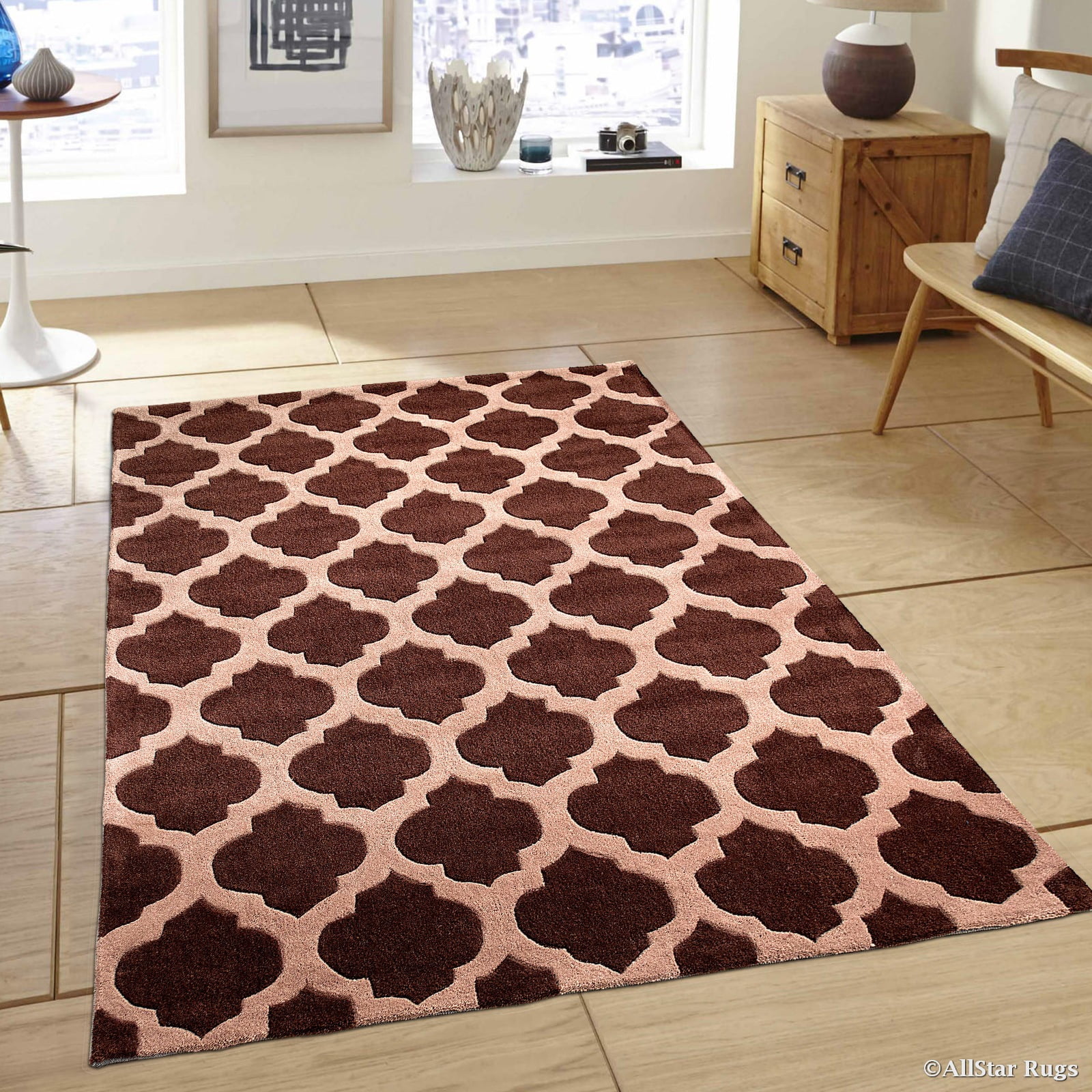 AllStar Brown Hand Made Modern. Transitional. design Area Rug with ...