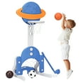Topbuy 3-in-1 Basketball Hoop Set Stand Toddler Basketball Hoop Game ...
