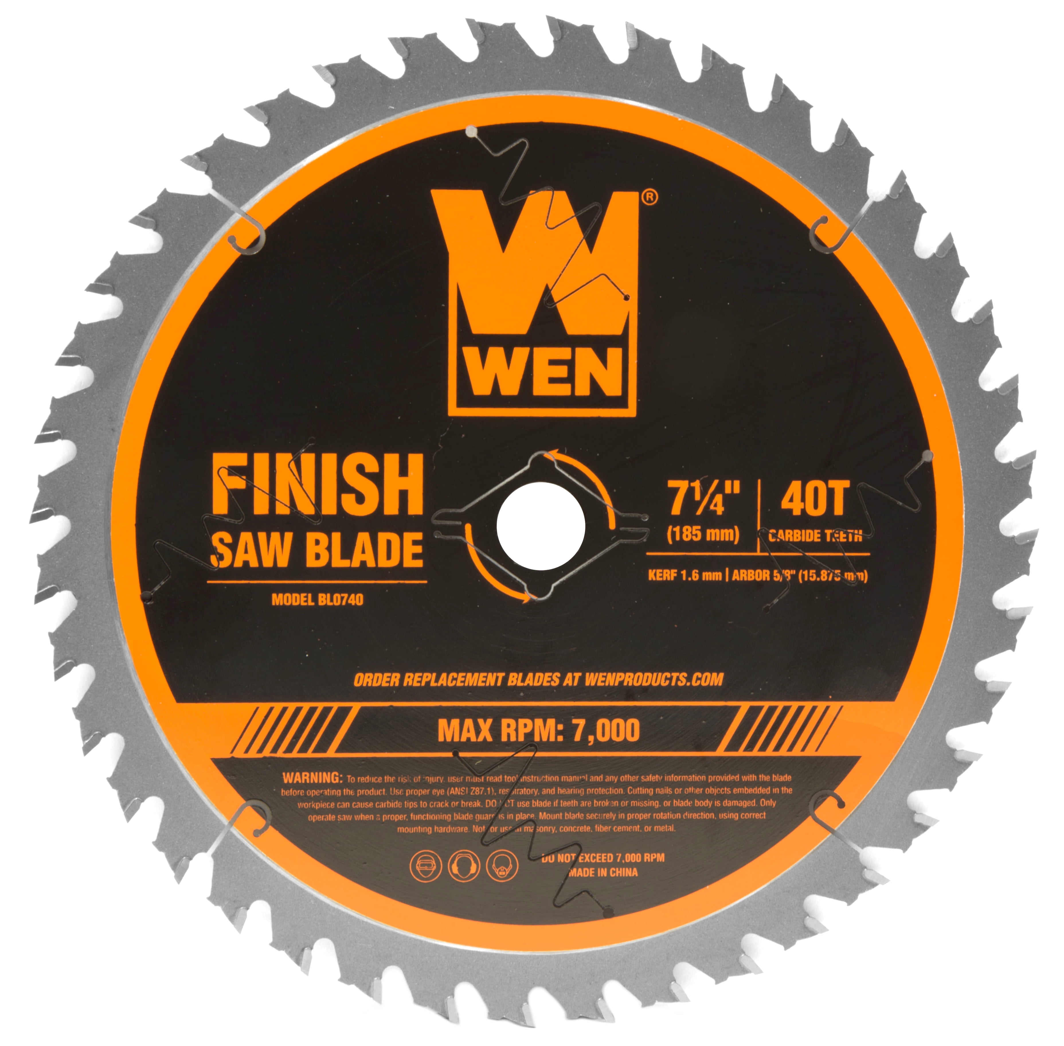 WEN 7.25-Inch 40-Tooth Carbide-Tipped Professional Finish Saw Blade for ...