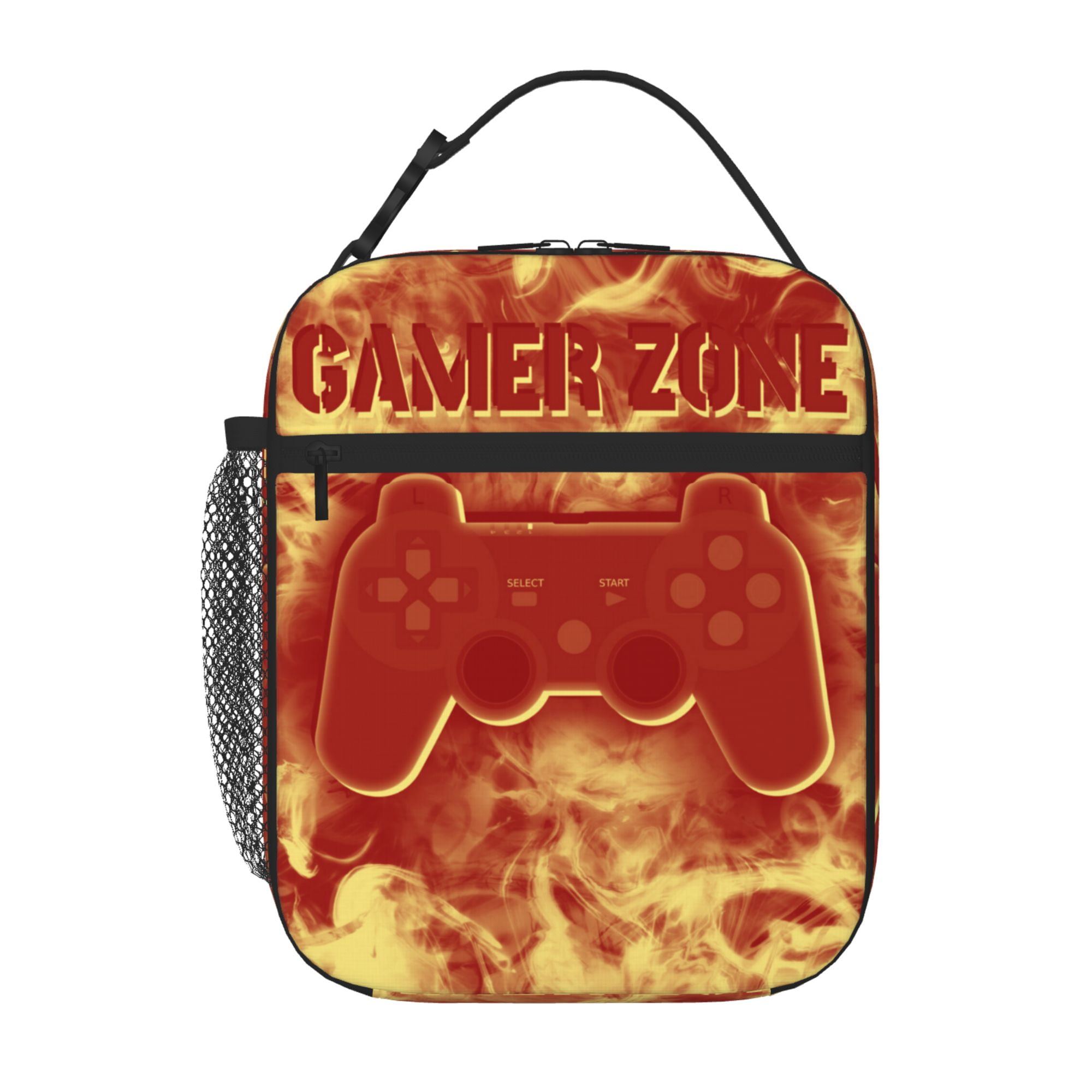 TEQUAN Portable Lunch Bag, Orange Gamer Zone Play Games Pattern ...