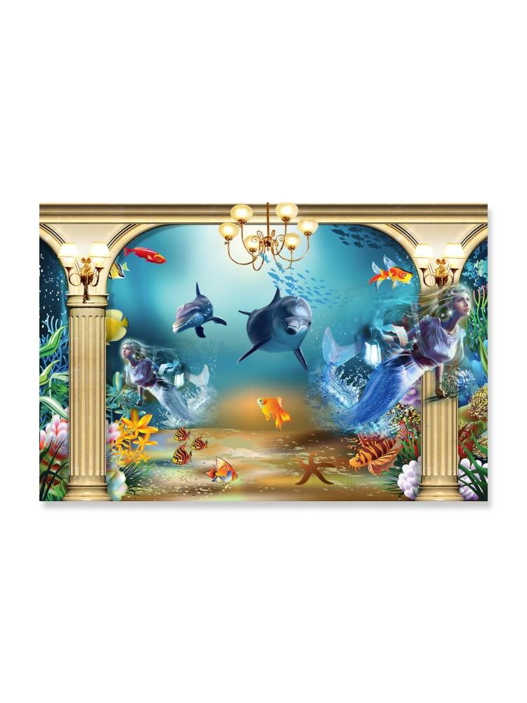 3d Fish Aquarium With Mermaid Poster -Image by Shutterstock - Walmart.com