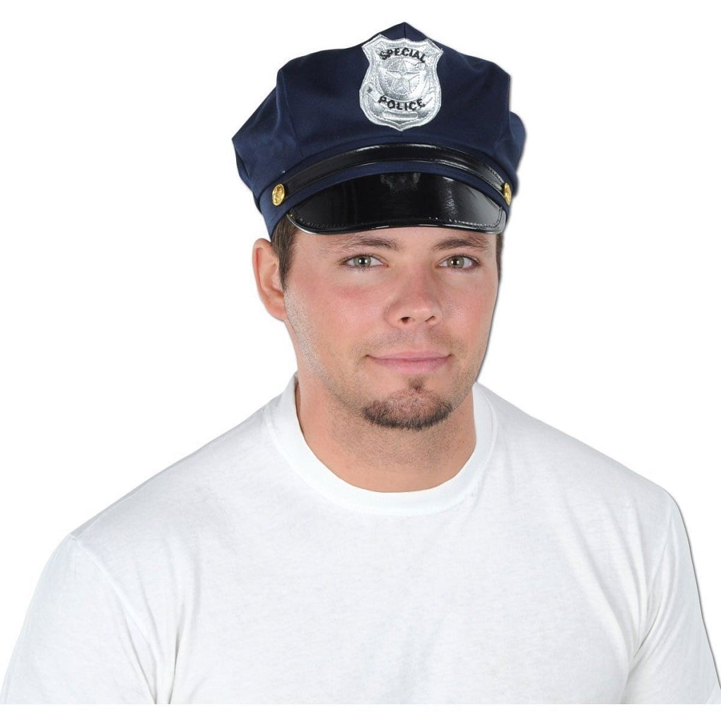 Buy Adult size Navy Blue Police Hat with Silver Badge - Costume ...