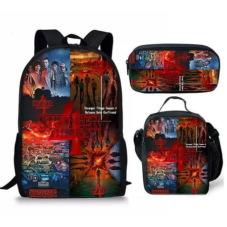 Stranger Things 4 Hellfire Club Backpack Student School Bag Three Piece ...