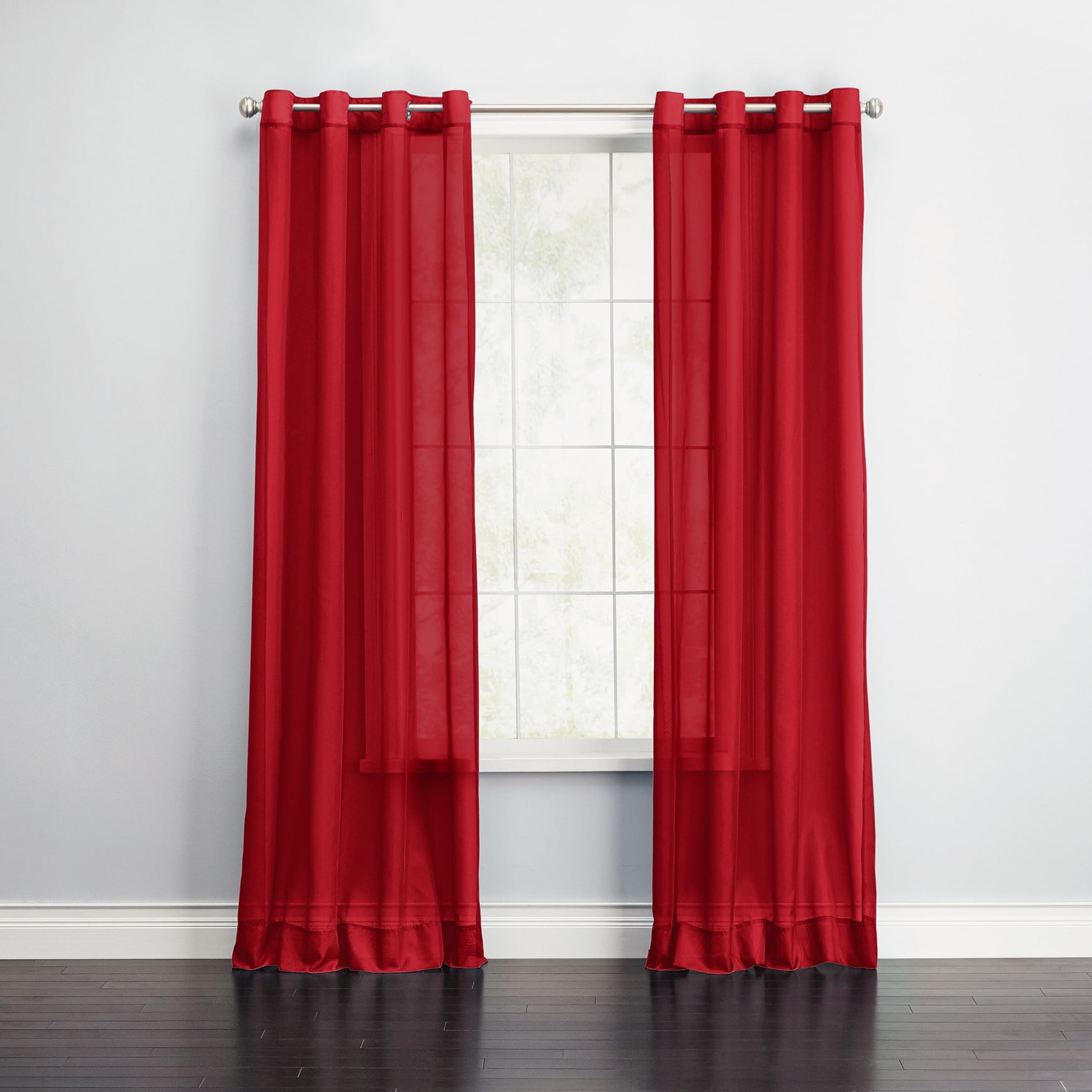 Brylanehome Sheer Voile Grommet Panel - 56I W 63I L, Ruby Window ...