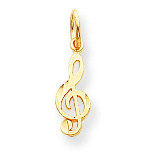 10K Yellow Gold Treble Clef Music Note Charm Musical Jewelry - Walmart.com