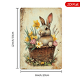 8x12 Inch Metal Wall Art, Vintage Spring Rabbit in Woven Basket with ...