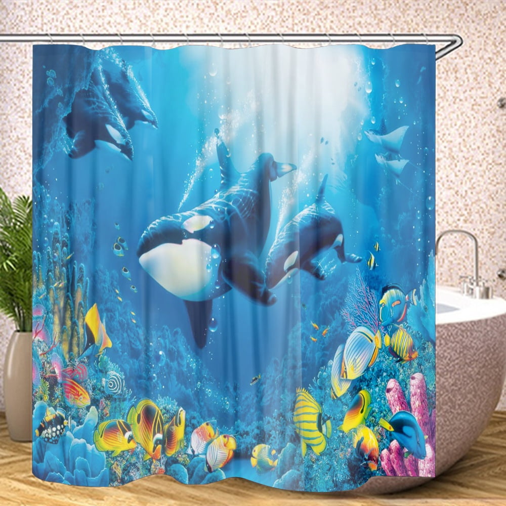 Ocean Underwater Sea Turtle Shower Curtain Seawater Seabed Landscape