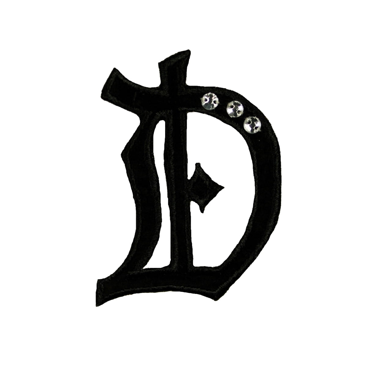 D Gothic Letter Patch With jewels Initials Badge Embroidered Sew On ...