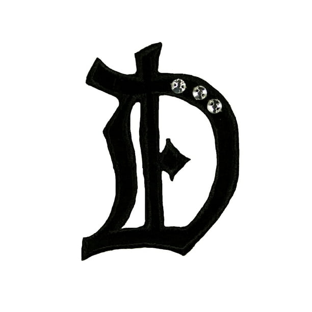 D Gothic Letter Patch With jewels Initials Badge Embroidered Sew On ...