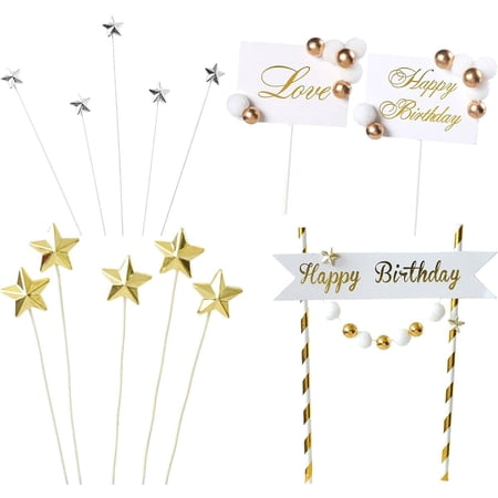 Dinohhi DIY Bunting Happy Birthday Banner Star Baking Decoration Cake ...