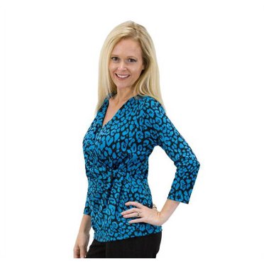 2 For 1 Clothes Women's Solid/Print V Neck 3/4 Sleeve Knit Front Drape ...