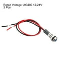 Uxcell AC/DC 12V/24V 6mm Flush Panel Mount Blue Indicator Light with 150mm Cable, 3 Pack ...