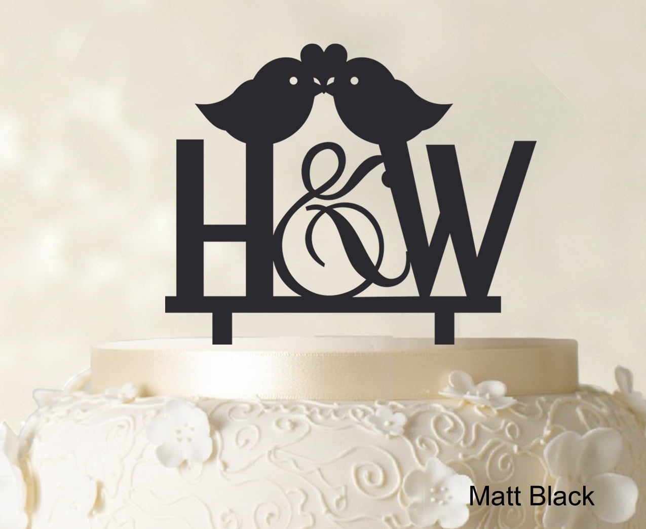 "Initial Wedding Cake Topper Custom Matt Black Cake Topper Color Option ...
