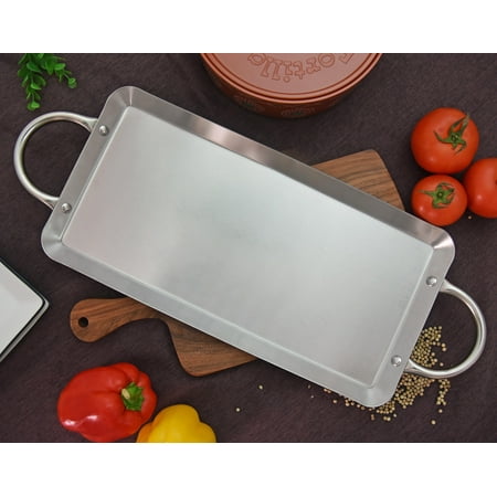 ARC FR4221 Stainless Steel Comal Rectangle Griddle Pan with Double ...