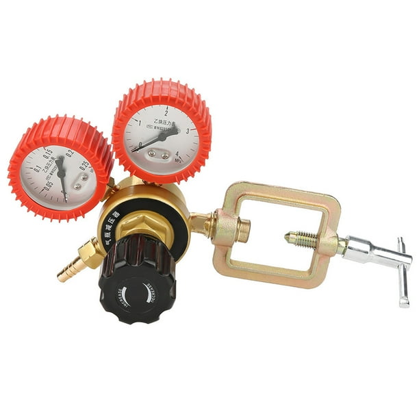 Acetylene Pressure Gauge, 0.01-0.15Mpa Acetylene Gas Pressure Reducer Air Flows Regulator Gauge ...
