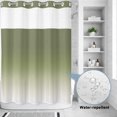 No Hook Shower Curtain with Built-In Rings, Sage Green Washable ...