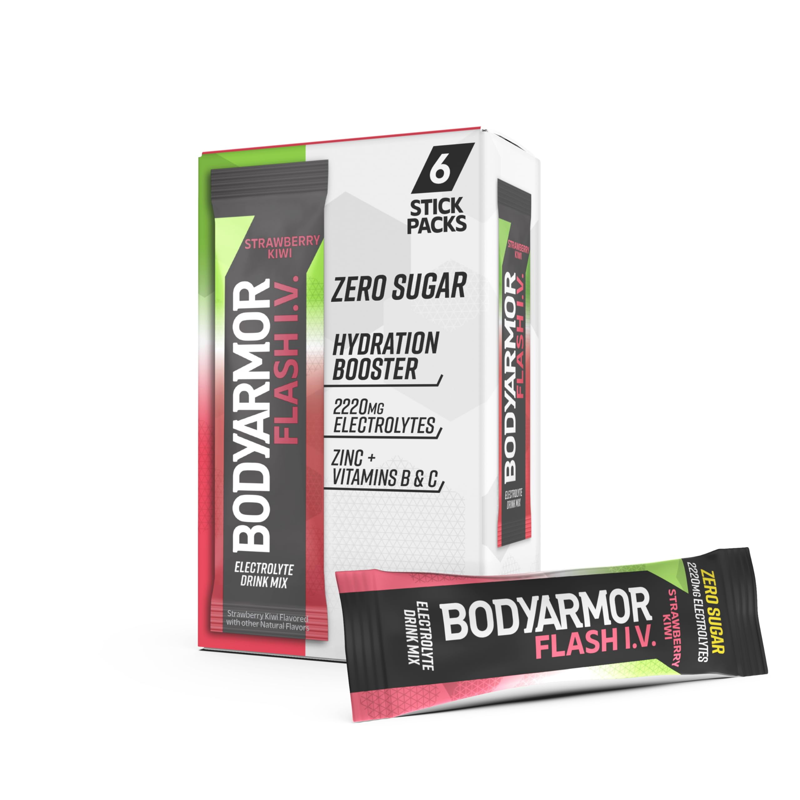 BODYARMOR Flash IV Electrolyte Packets, Strawberry Kiwi - Zero Sugar ...